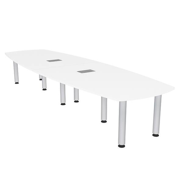 12X4 Arc Boat Conference Room Table with Power Modules And Post Legs ...