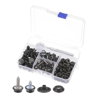 50 Sets Screw Snap Fasteners Kit 15mm Metal Snaps with Tool, Black ...