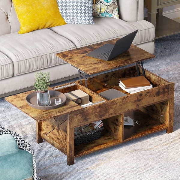 Wood Lift Top Coffee Table with Storage Lift Tabletop Hidden ...