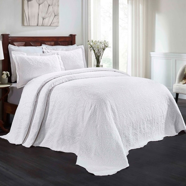 Superior Aspen Jacquard Floral Scalloped Edges Cotton Blend Bedspread ...