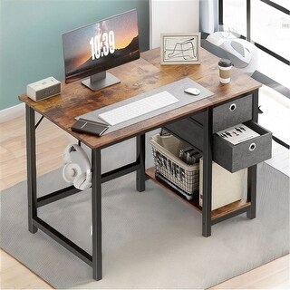 Modern Simple Style Home Office Writing Desk w/ 2-Tier Drawers Storage ...