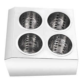 Stainless Steel Cylinder Flatware Storage Holder Box - Bed Bath ...