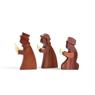 Nambe 3 Piece Wood Wisemen Nativity Set - 2.5”W x 4" H - Bed Bath ...