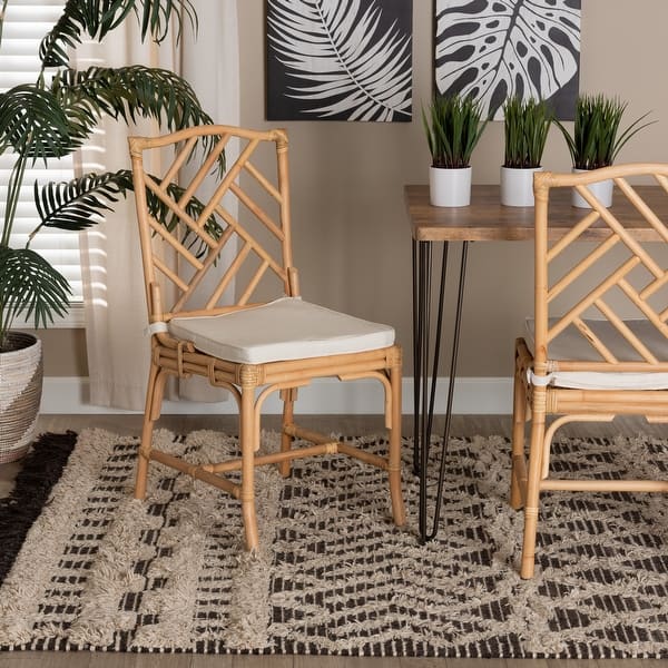 Rio Natural Rattan Dining Chair - Handwoven Wicker Accent Side Chair ...