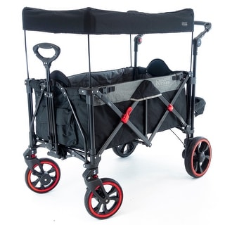 Push Pull Platinum Series Folding Stroller Wagon with Canopy - Black ...