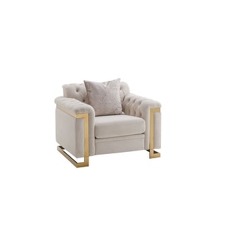 Chloe Tufted Arm Chair with Gold Accents - Bed Bath & Beyond - 42649865