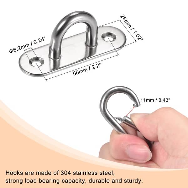 Ceiling Hooks 304 Stainless Steel 80x26mm Oval Plate U Shape 2 Packs ...