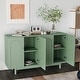 Stylish and Functional 4-Door Intaglio Storage Cabinet with Pine Legs, Solid Wood Pulls and MDF ...