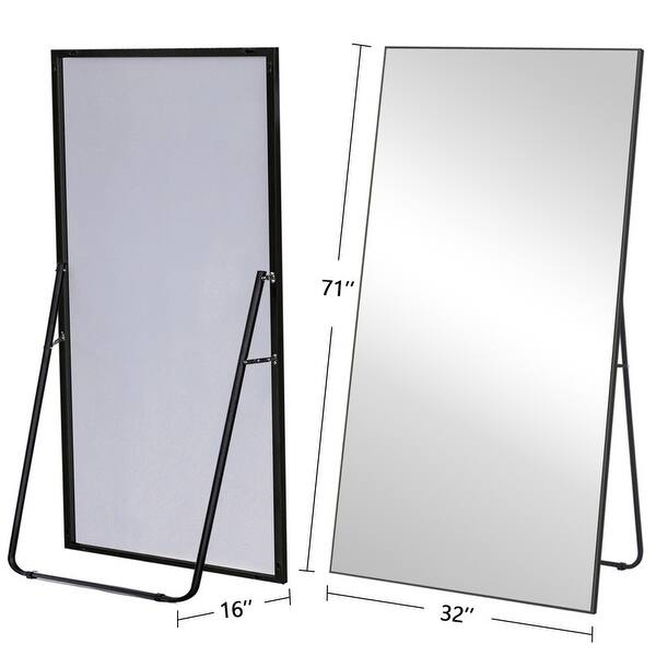 Glam Large Rectangular Full-length Floor Mirror Wall Mount for Living ...