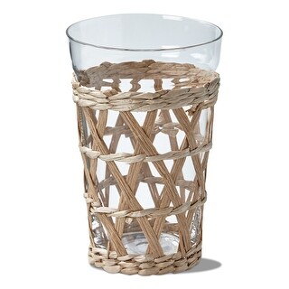 Island Collection Clear Glass Short Tumbler Drinkware with Natural ...