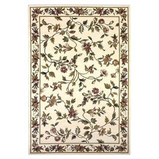 HomeRoots 3'X5' Ivory Machine Woven Floral Vines Indoor Area Rug - 3' x ...