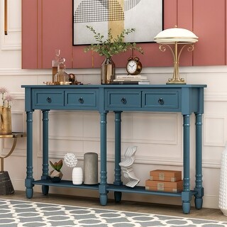 58" Rectangle Console Table Sofa Table for Entryway with Drawers and ...