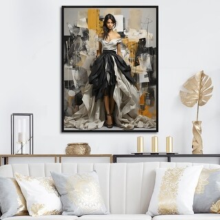 Designart "Black Fashion Fusion Couture Creation II" Fashion Black Wall ...