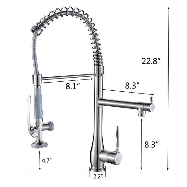 Brushed Nickel Pull Down Pre Rinse Kitchen Faucet with Spring Spout ...
