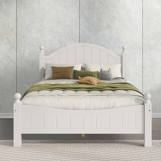 Shayan Traditional White Solid Wood Platform Bed - On Sale - Bed Bath ...