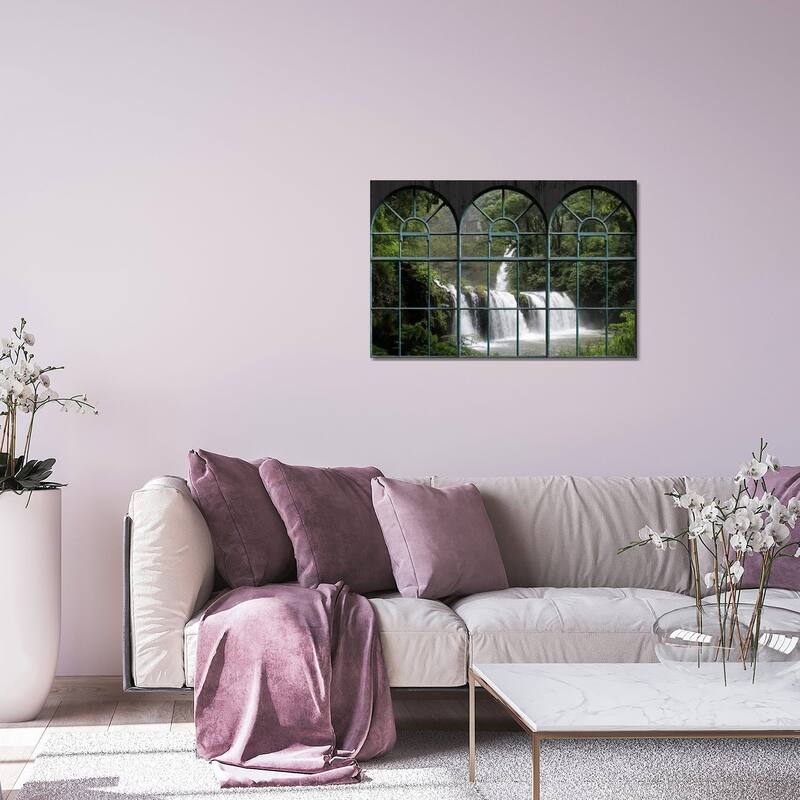Waterfall Window View Print On Acrylic Glass by Unknown Artist - Bed ...