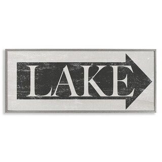 Lake Arrow Sign Grey and White Distressed Framed Wall Art - Bed Bath ...