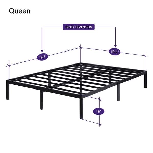 Sleeplanner Black Metal 16-inch Platform Bed Frame - Bed Bath & Beyond ...