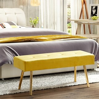 Yellow Bed Benches Tufted Velvet With Gold Legs - Bed Bath & Beyond ...