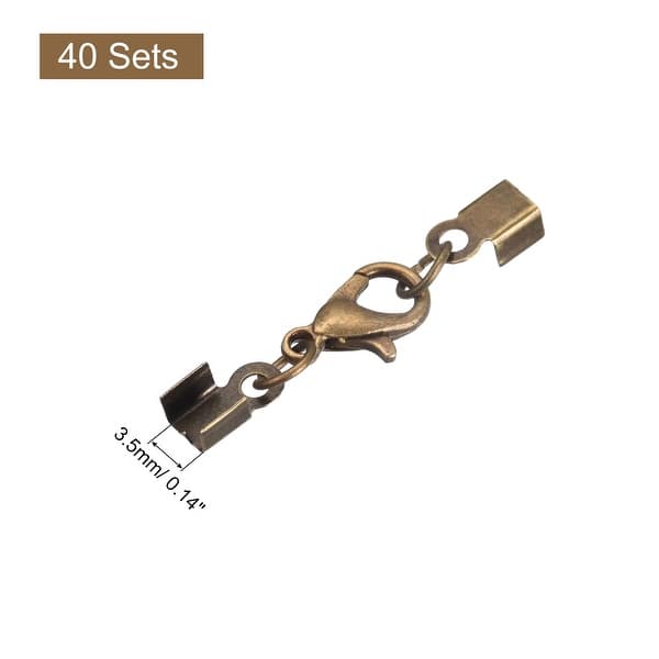 40Sets 3mm Fold Over Cord Ends with Lobster Claw Clasps for DIY - Bed ...