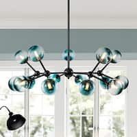 15-Light Modern Glam Linear Sputnik Gradient Blue Glass Globe Bubble ...