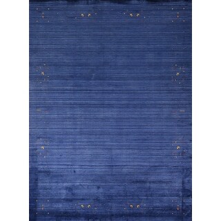 Blue Gabbeh Indian Area Rug Handmade Wool Carpet - 9'0"x 11'3" - Bed ...