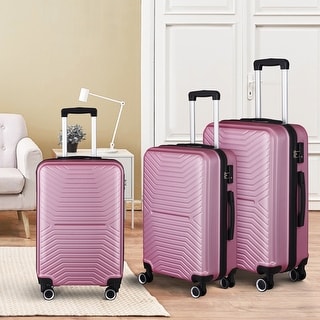 Luggage Sets 3 piece Hard Case Luggage Expandable Camp Trunks, Pink ...