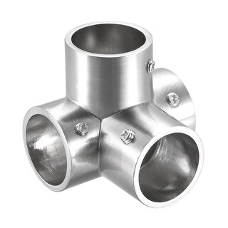 90 Degree 4-Way Zinc Alloy Rail Elbow Fitting Brushed for 25mm/1" OD 2 ...