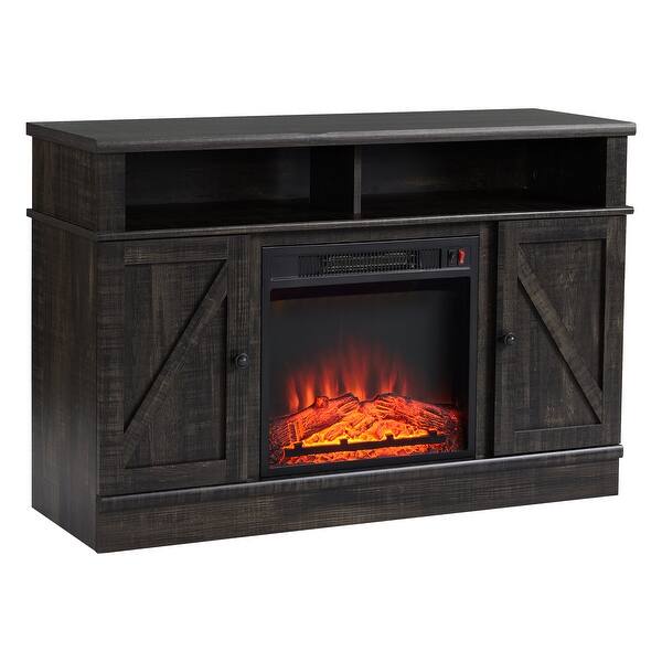 Rustic Dark Wood TV Stand With Fireplace - On Sale - Bed Bath & Beyond ...