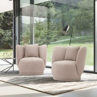 Manhattan Comfort Contemporary Siri Linen Accent Chair with Pillows Set ...
