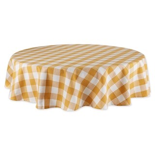 70" White and Honey Gold Buffalo Check Round Table Cloth - Bed Bath ...