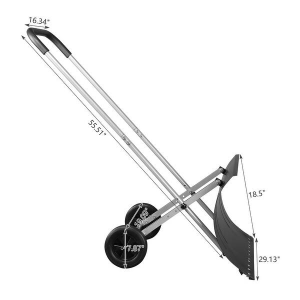 Heavy-Duty Rolling Snow Pusher with Wheels and Adjustable Handle - Snow ...