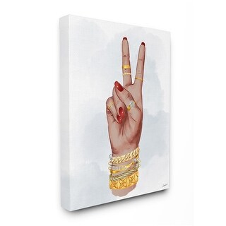 Stupell Peace Hand Pose with Chic Fashion Accessories Canvas Wall Art ...