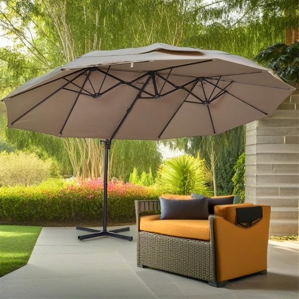 Double-Sided Outdoor Market Extra Large Umbrella with Crank - Bed Bath ...