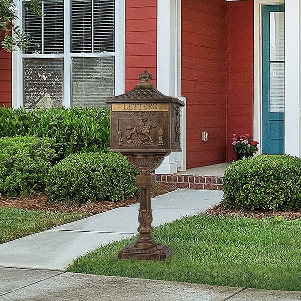 Retro Mid-century Aluminum Cast Mailbox with Post and Keys, Locking ...