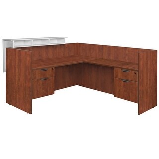Legacy Double Box File Pedestal Reception Desk with White Transaction ...