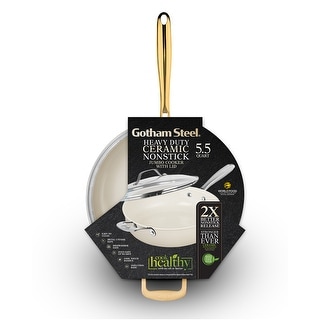 Gotham Steel Cream Ultra Nonstick Ceramic 5.5 Qt Jumbo Cooker Pan with ...