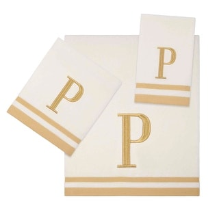 Avanti IVR/GLD Monogram 3-Piece Towel Set - 3 Pc Towel Set - Bed Bath ...