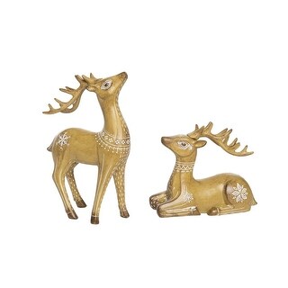 Set of 2 Floral Reindeer Christmas Tabletop Figurines 10.5" - Bed Bath ...