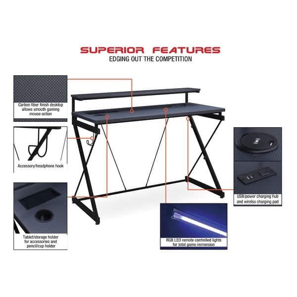 Emulator Battlestation Gaming Desk with RGB LED Lights - On Sale - Bed ...