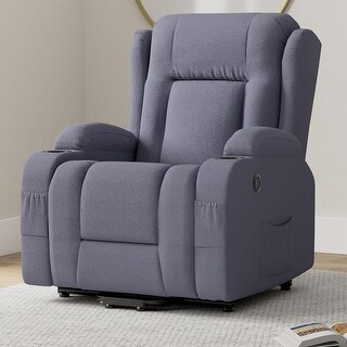 Blue Power Lift Heat Massage Recliner Chair with USB, Cupholder - Bed ...