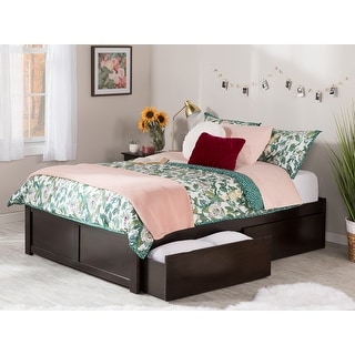 Concord Full Platform Bed with Footboard and Bed Drawers in Espresso ...