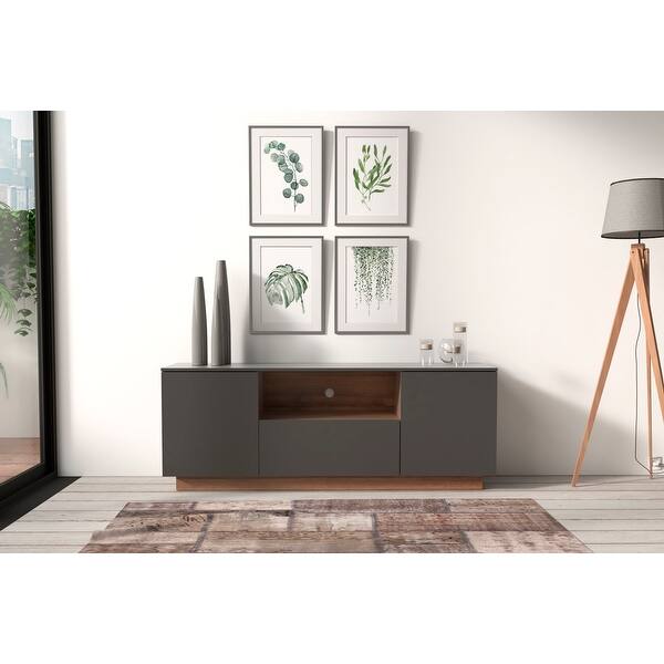 Inval Modern Dark Grey TV Stand - Bed Bath & Beyond - 37213096