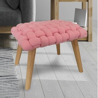 Rectangular Shape Velvet Wood Leg Stool Ottoman - Bed Bath & Beyond ...