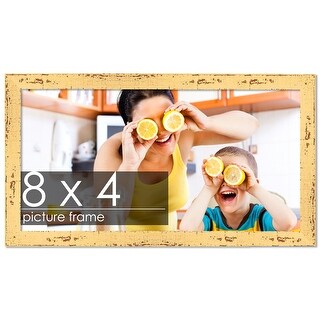 8x4 Shabby Chic / Farmhouse Yellow Wood Picture Frame - UV Acrylic ...