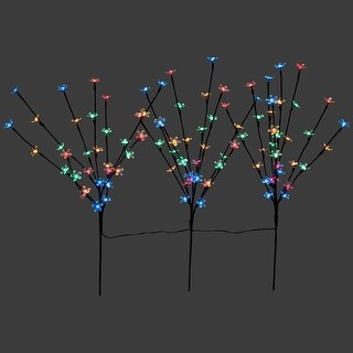 3 Cherry Blossom Artificial Tree Branches 2.5' Multicolor LED Lights ...
