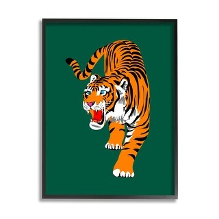 Stupell Roaring Tiger on Green Frame Wall Art design by House of Lulu ...