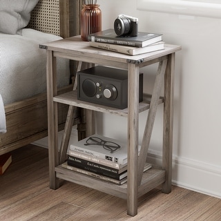 Storage Nightstand, Wood Night Stand with 2 Shelves - Bed Bath & Beyond ...