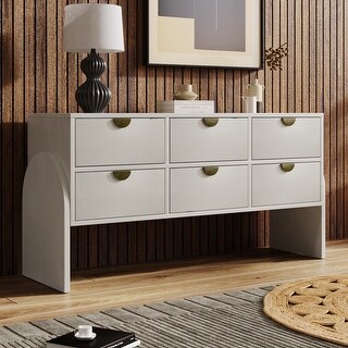 Retro Style 3-Drawer Dresser Ample Storage Spaces, Half-Round Table Leg ...