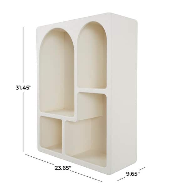 Cream Wooden Arched Geometric Wall Shelf with Block Shapes - Bed Bath ...